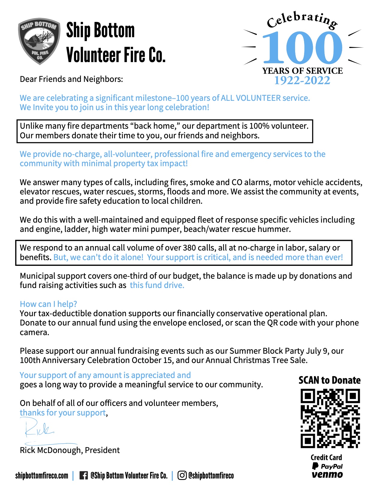 Please donate to our annual fund drive. – Ship Bottom Volunteer Fire Co